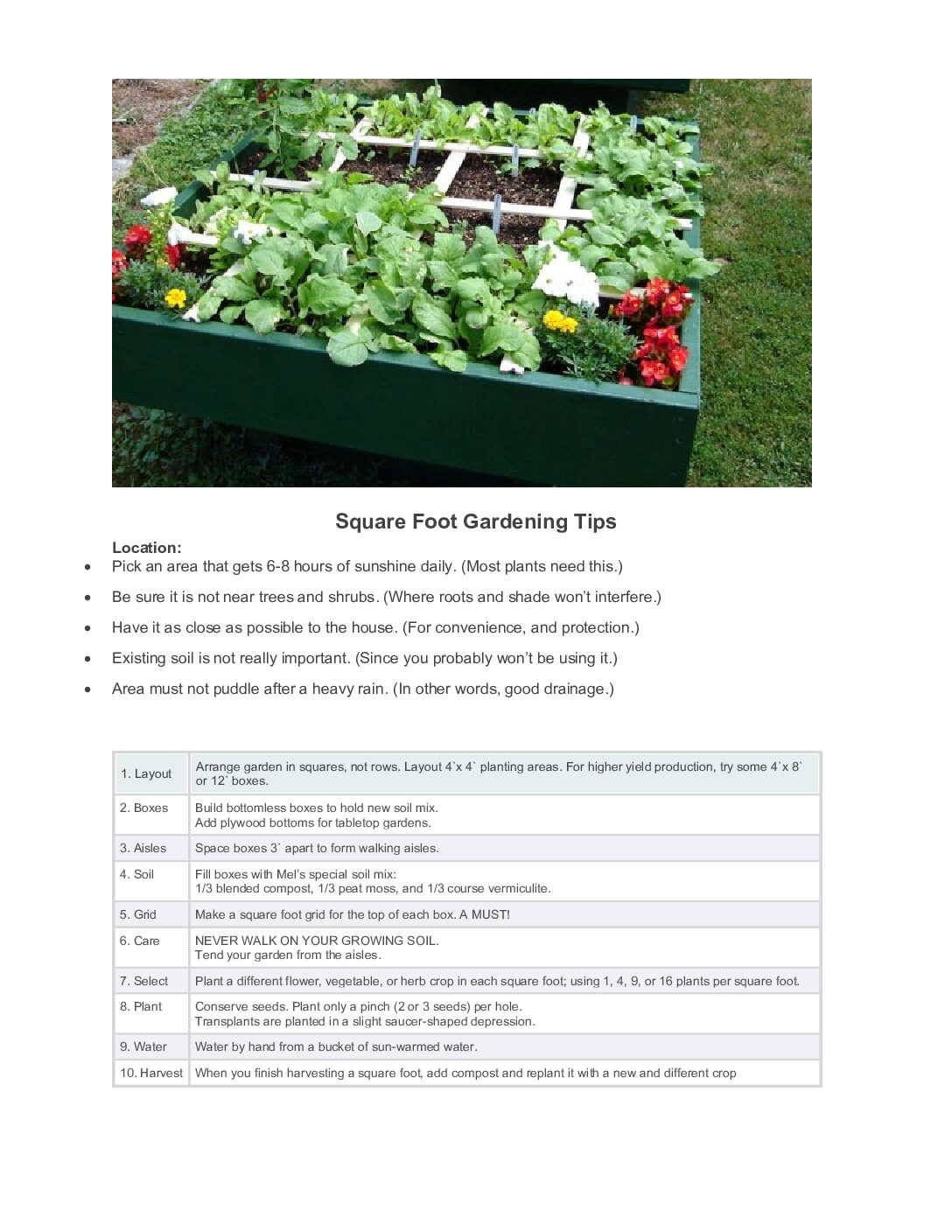 Square Foot Gardening Tips – Mel Bartholomew | Ivins City