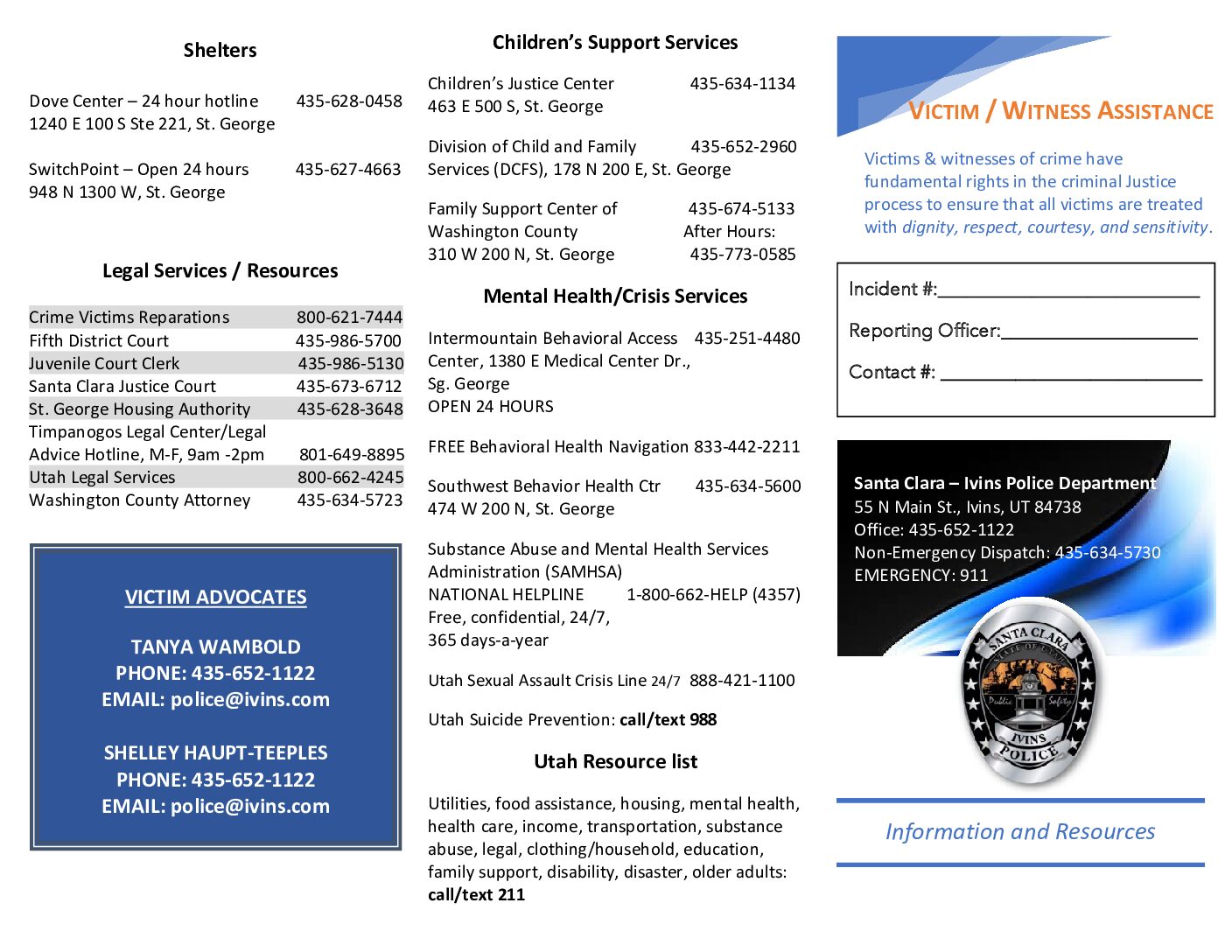 Victim Support Pamphlet UPDATED 24 03 22 | Ivins City