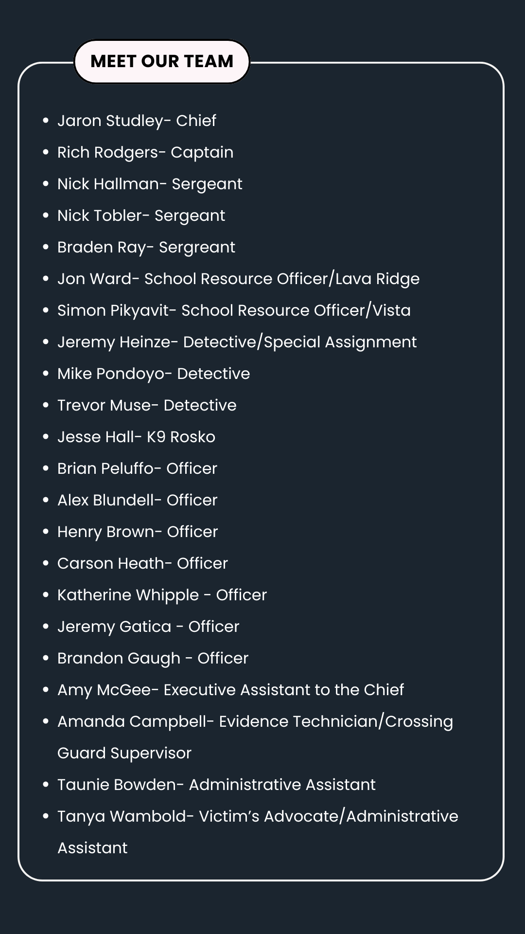 Meet the Officers(5) | Ivins City